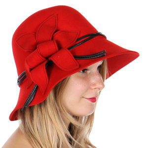 Accessories | New Flower Wool Felt Cloche Hat Red Church Hat Red | Poshmark